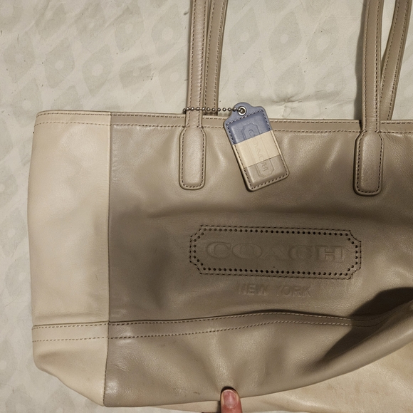 Coach | Bags | Coach Cream Tote Bag With Structured Handles | Poshmark